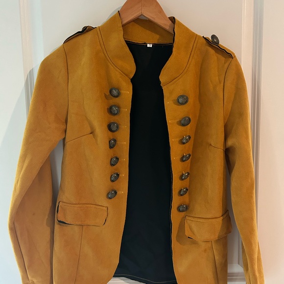 Jackets & Coats | Mustard Military Style Jacket With Button Details ...